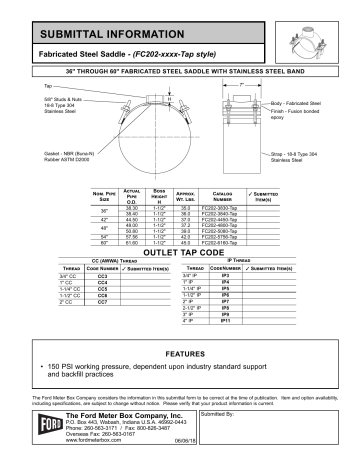 Ford Meter Box FC202-3830-IP4 FC202-TAP-EPDM Style 36 x 4 in. Epoxy IP ...