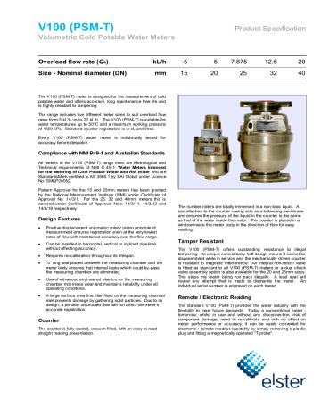 Elster Amco Water V100 5/8 x 3/4 in. V100 Brass Meter M3 Standard ...