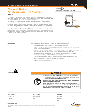 Victaulic S000757K03 FireLock® Series 757 Air Maintenance Trim Assembly ...