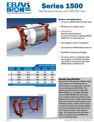 EBAA Iron 150600 6 in. Joint Restraint Specification | Manualzz