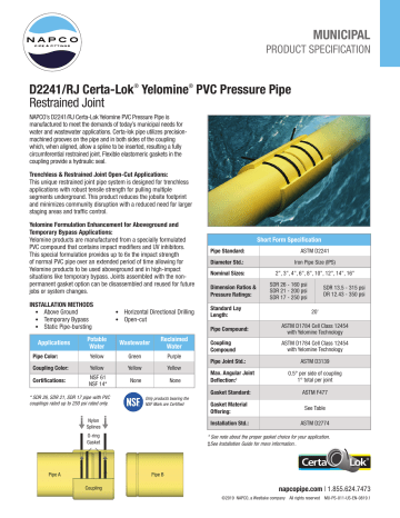 Napco 32D04002031800 Certa-Lok® Yelomine® 4 in. x 20 ft. Certa-Lok SDR ...