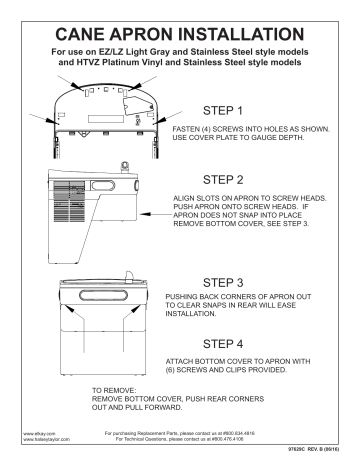 Elkay LKAPREZL Cane Apron Installation manual | Manualzz