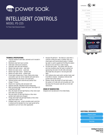 Power Soak PS-225 Spec Sheet | Manualzz