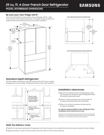 Samsung RF29BB860012 BESPOKE Series 36 Inch Smart Freestanding 4 Door ...