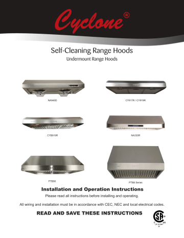 Cyclone PTB8630MB Pro Collection Series 30 Inch Under Cabinet Ducted ...