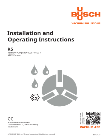 Busch R5 RA 0063/0100 F Vacuum pump Instruction Manual | Manualzz