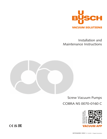 Busch COBRA NS 0070–0600 C Vacuum pump Instruction Manual | Manualzz