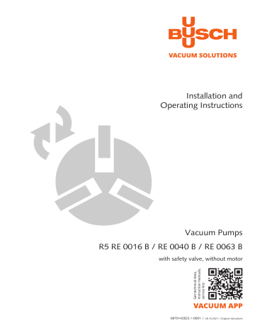 Busch R5 RE 0040/0063 B Vacuum pump Instruction Manual | Manualzz