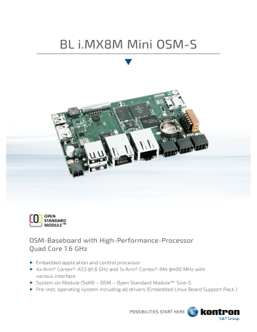 Kontron Baseboard BL i.MX8M Mini OSM-S Datasheet | Manualzz