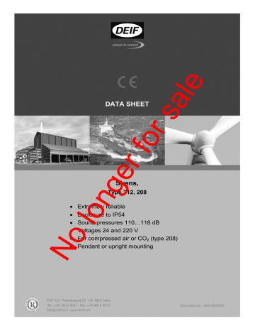 DEIF 208 & 212 Electrical Siren Data Sheet | Manualzz