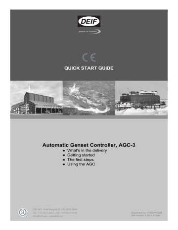 DEIF AGC-3 Automatic genset controller Quick Start Guide | Manualzz
