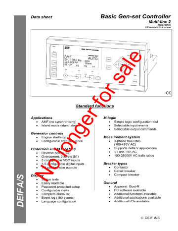 DEIF BGC-2 Basic genset controller Data Sheet | Manualzz