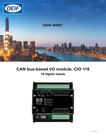 DEIF CIO 116 CAN bus-based I/O module Data Sheet | Manualzz