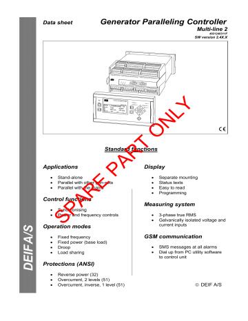 DEIF GPC-2 Generator Paralleling Controller Data Sheet | Manualzz