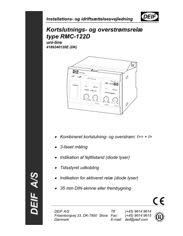 Deif RMC-122D Current and short circuit relay Installationsvejledning ...