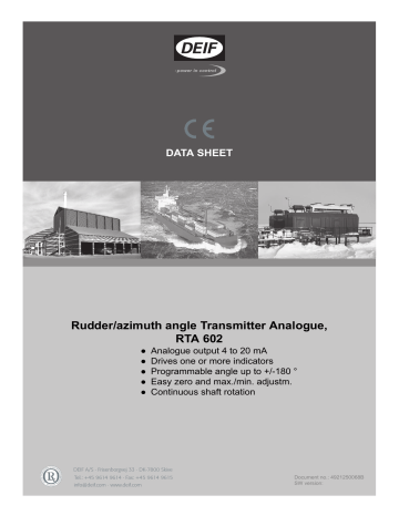 DEIF RTA and RTC Data Sheet | Manualzz
