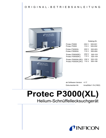 INFICON Protec® P3000(XL) Helium Leak Detector Bedienungsanleitung ...