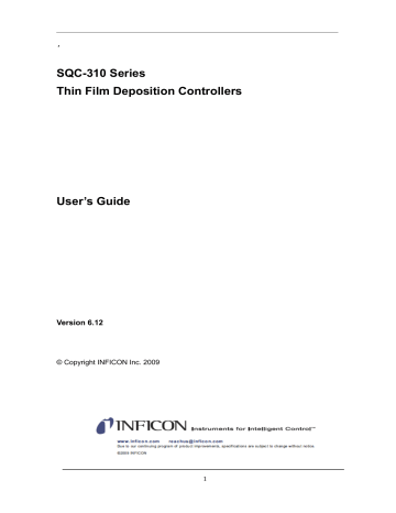 INFICON SQC-310 Series Thin Film Deposition Controller 取扱説明書 | Manualzz