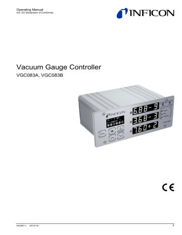 Inficon VGC083A+B Vacuum Gauge Controller User Guide | Manualzz