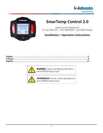 Webasto SmarTemp Control 2.0 Installation / Operation Manual | Manualzz