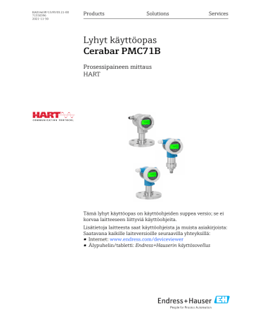 Endres+Hauser Cerabar PMC71B Kasutusjuhend | Manualzz