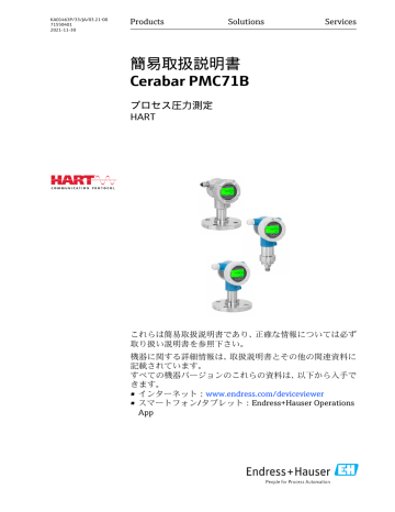 Endres+Hauser Cerabar PMC71B ユーザーマニュアル | Manualzz