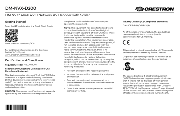 Crestron DM-NVX-D200 Product information | Manualzz
