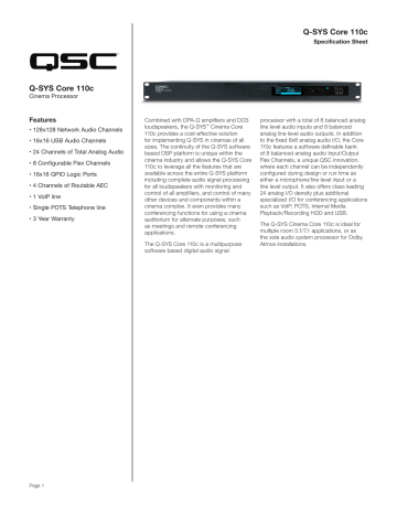 QSC Core 110c Spec Sheet | Manualzz