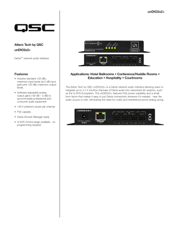 QSC unDIO2x2+ Spec Sheet | Manualzz