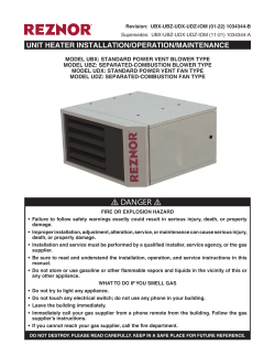 Reznor UDX - Installation guide, Specification, User manual | manualzz.com