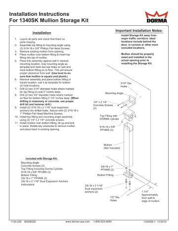Dormakaba Mullions Installation instructions | Manualzz