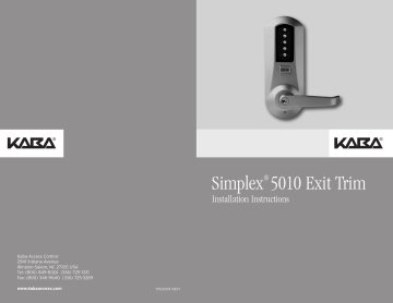 Dormakaba Simplex 5000 Exit Installation instructions | Manualzz