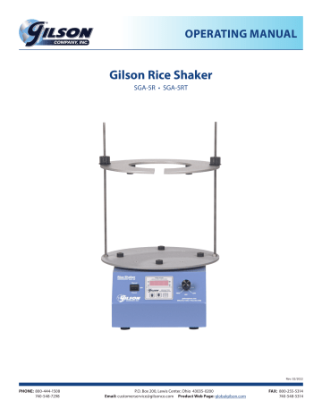 Gilson Rice Test Shaker Manual | Manualzz