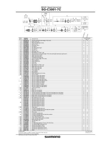Shimano SG-C3001-7C 內變速花鼓 Exploded View | Manualzz