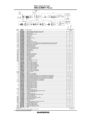Shimano SG-C3001-7C 內變速花鼓 Exploded View | Manualzz