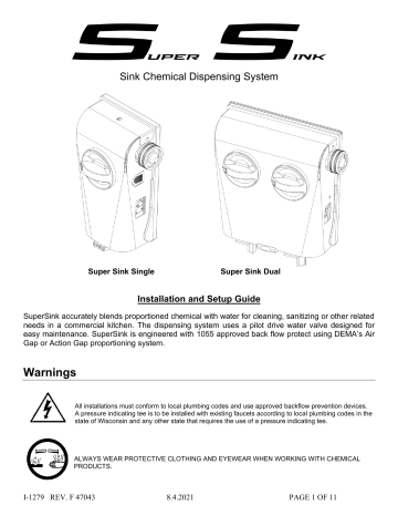Dema SuperSink Single & Dual Dispenser Instruction Sheet | Manualzz