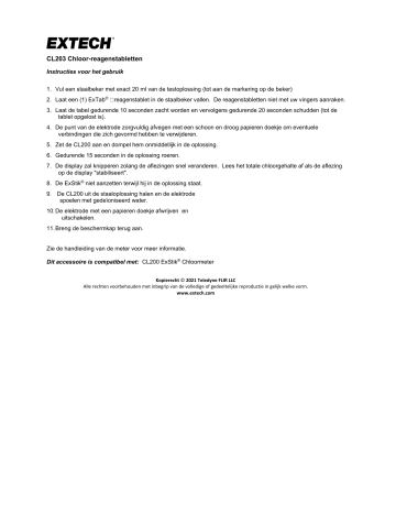 Extech Instruments CL203 ExTab Chlorine Reagent Tablets (10pk ...