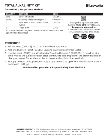 LaMotte 4491 Instructions | Manualzz