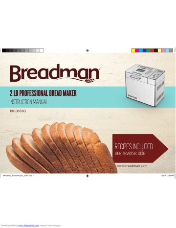 Breadman BK1065SQ Bread Machine Owner's Manual | Manualzz