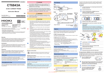 Hioki AC/DC CURRENT PROBE CT6843A Instruction Manual | Manualzz