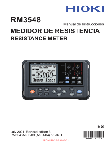 Hioki RESISTANCE METER RM3548 instruction manual | Manualzz