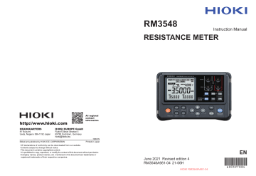 Hioki RESISTANCE METER RM3548 Instruction Manual | Manualzz