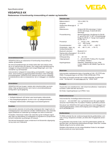 Vega VEGAPULS 6X Radar sensor for continuous level measurement of ...
