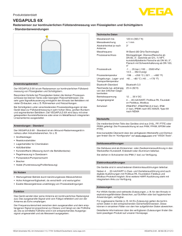Vega VEGAPULS 6X Radar sensor for continuous level measurement of ...