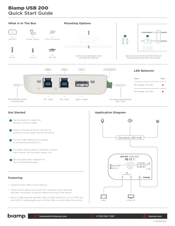 Biamp USB 200 Switch - Quick Start Guide | Manualzz