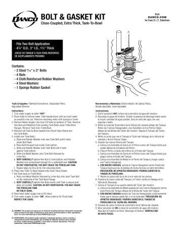 Danco 10460 Toilet Tank-To-Bowl Kit Instructions | Manualzz
