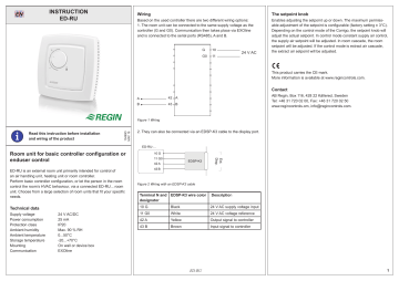 Regin ED-RU Controller Instructions | Manualzz