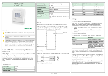 Regin ED-RU-DOCS Controller Instructions | Manualzz