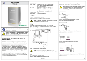 Regin TTC2000 Electric heating controller Instructions | Manualzz