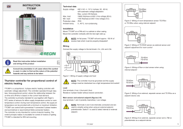 Regin TTC80F Electric heating controller Instructions | Manualzz